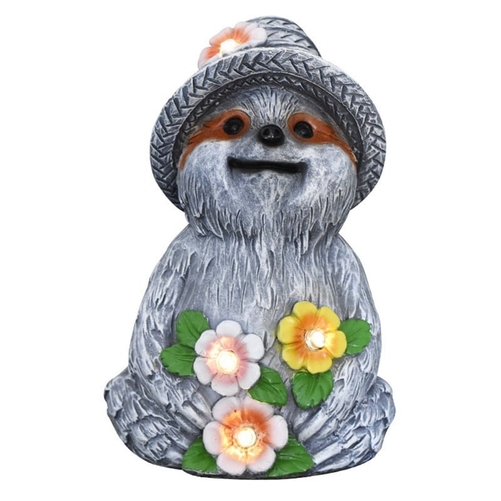 Solar Powered Sloth Statue Garden Decor LED Light Resin Animal ...