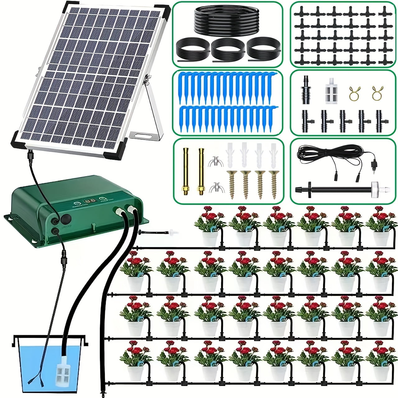 Solar-Powered Smart Watering System - 2200mAh Battery, Auto Irrigates ...