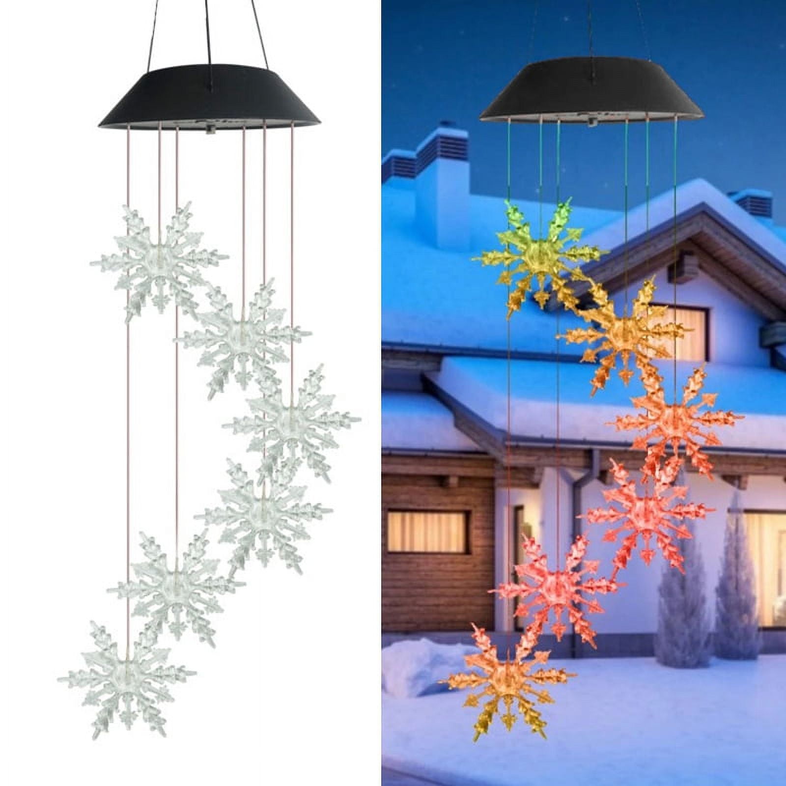 Solar-Powered Snowflake Shape Light Waterproof Colorful Hanging Lamp ...