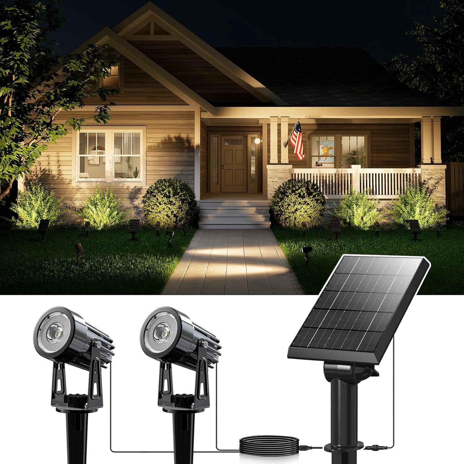 Solar Powered Spot Lights Outdoor Waterproof LED Outside Lanscape ...