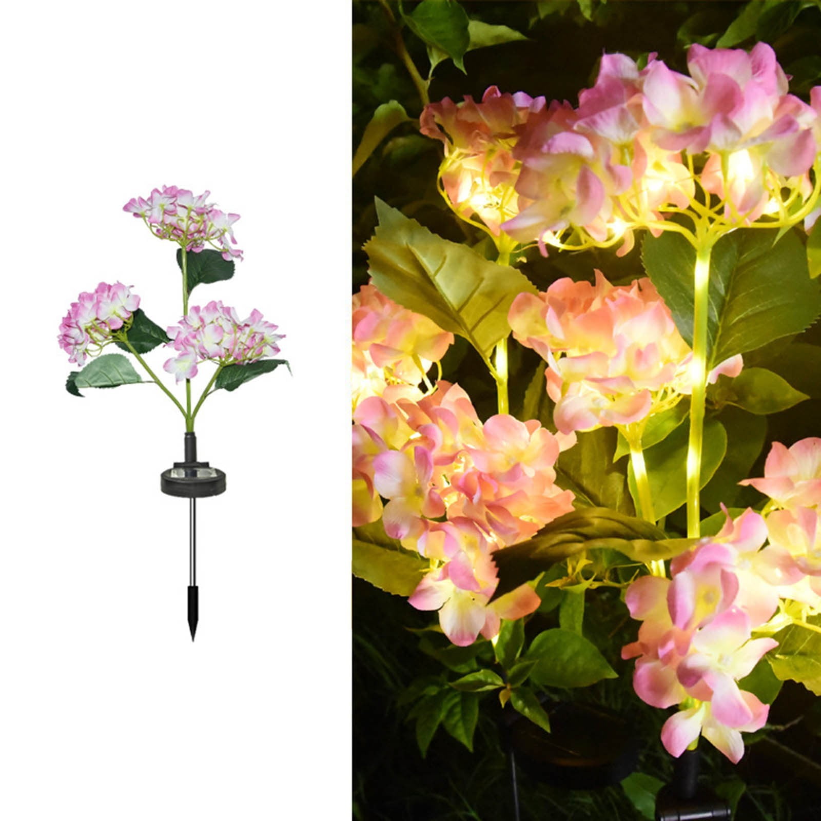Solar Powered Stake Light, 3-Headed Embroidered Flower Lamp, Outdoor ...