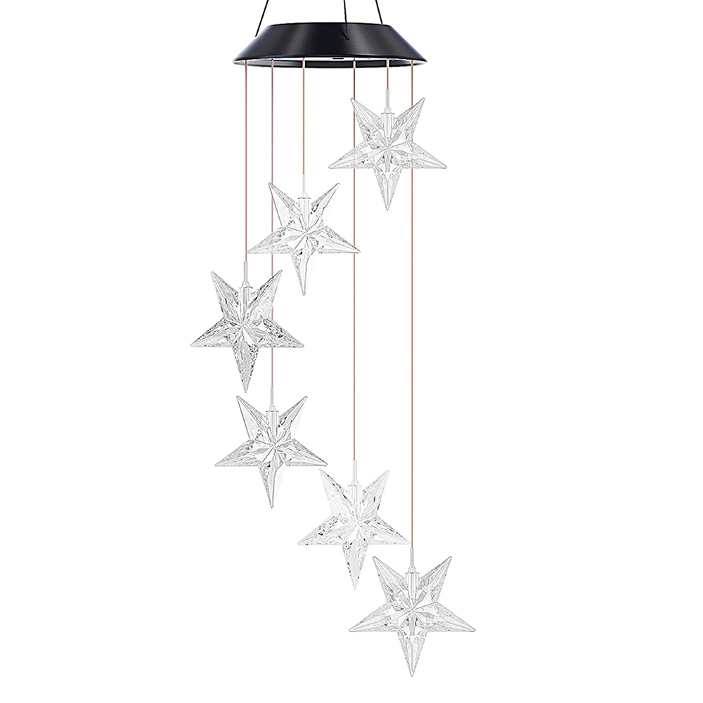 Solar Powered Star Moon Wind Chime Romantic Garden Decor - Walmart.com