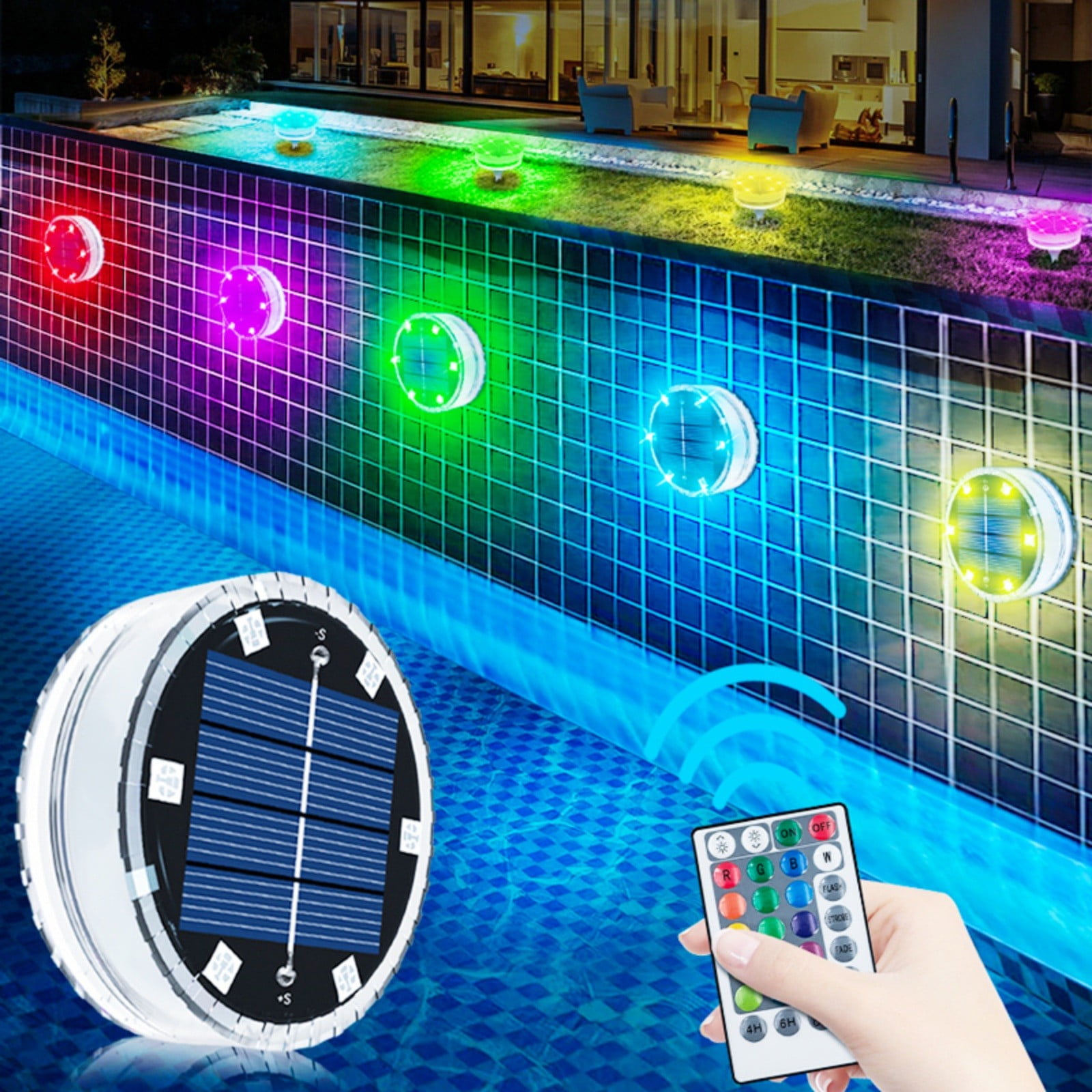 Solar Powered Submersible LED Pool Lights with Suction Cups, Magnets ...