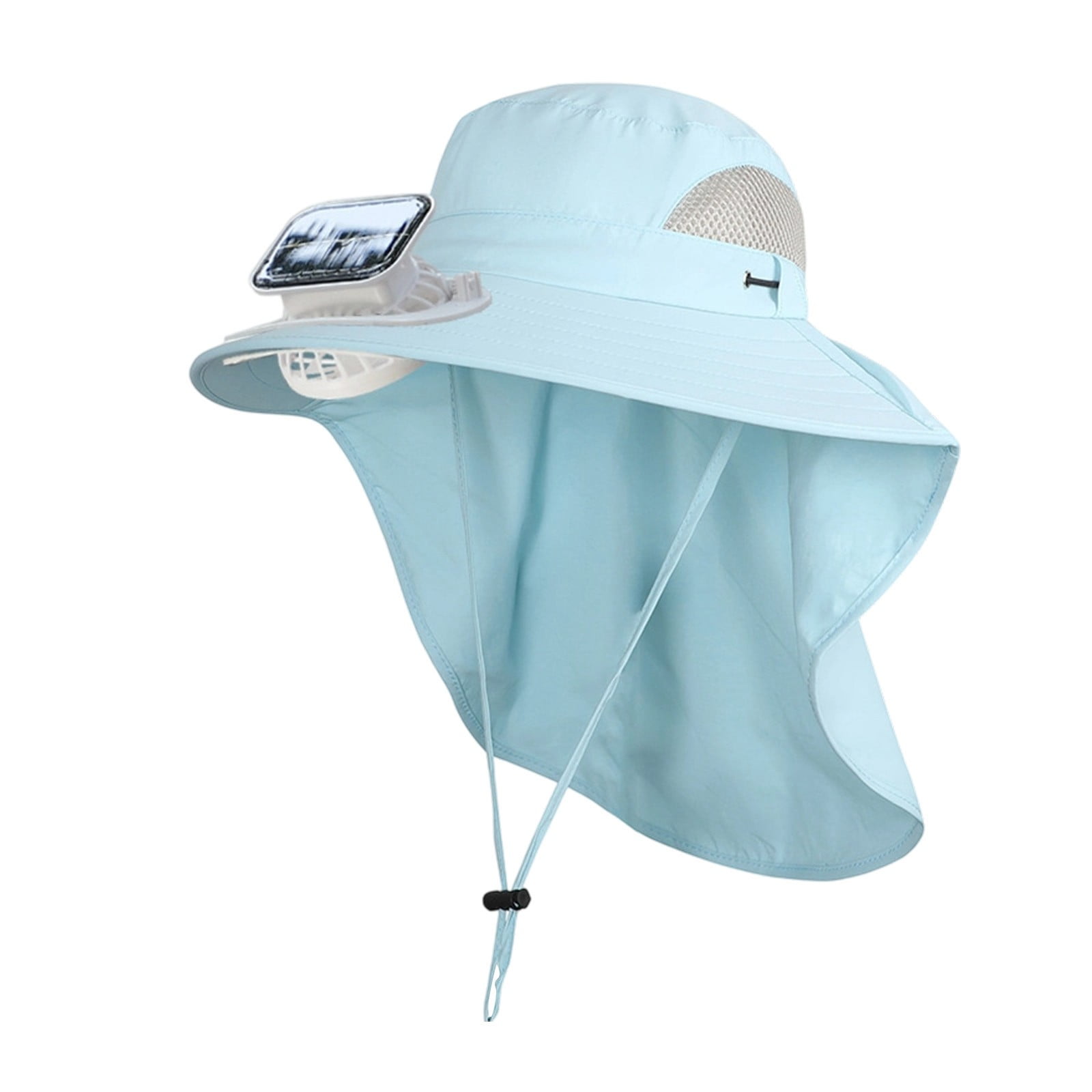 Solar Powered Sun Hat with Neck Cover for Children and Teens Wide Brim ...