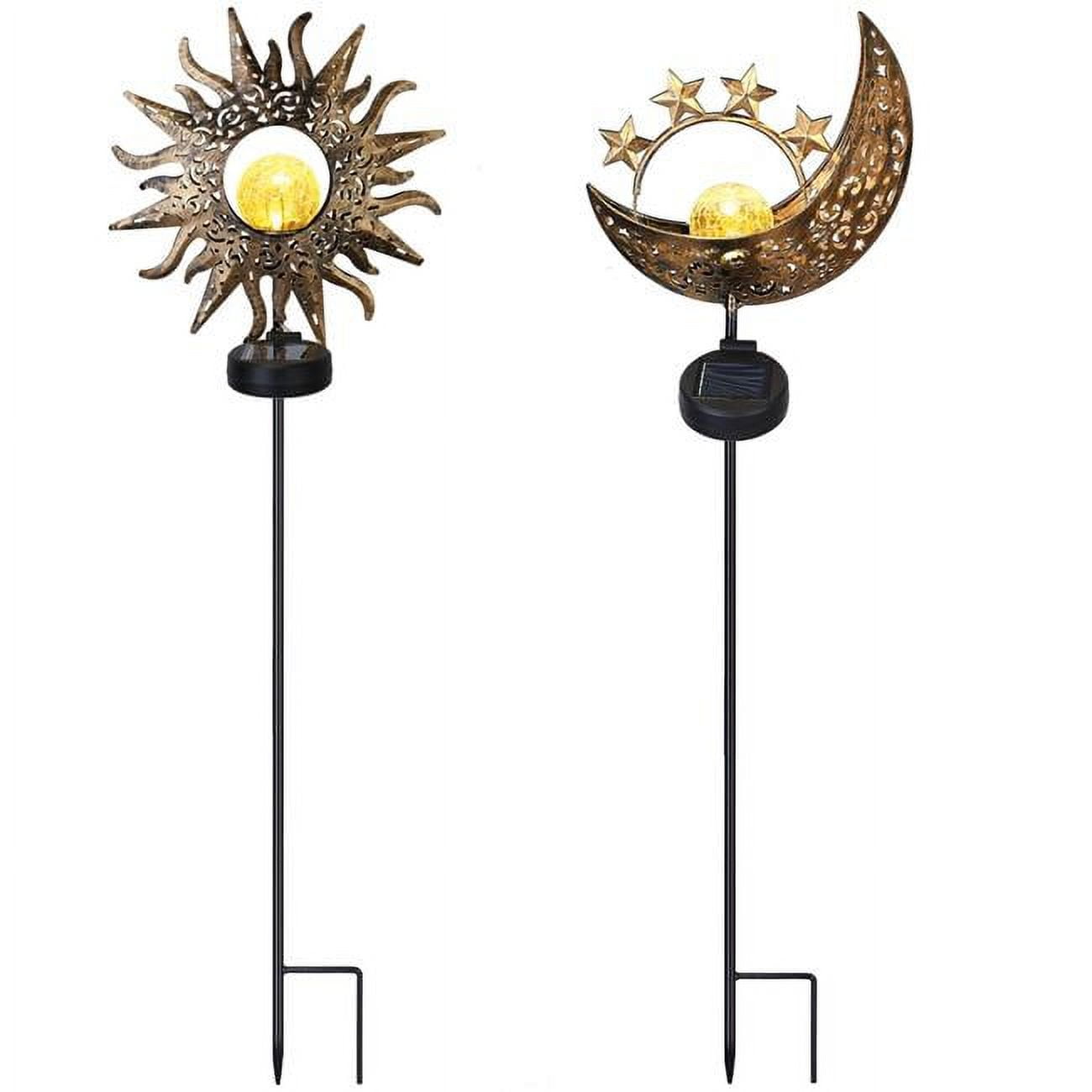 Solar Powered Sun Stake Lamp IP54 Waterproof Decorative Lamp Crackle ...