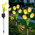 Solar Powered Sunflower LED Stake Light 2-Pack, Plastic Garden Lamp for ...