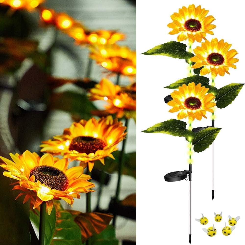 Solar Powered Sunflowers,Waterproof Solar Outdoor Lights,No Wiring ...