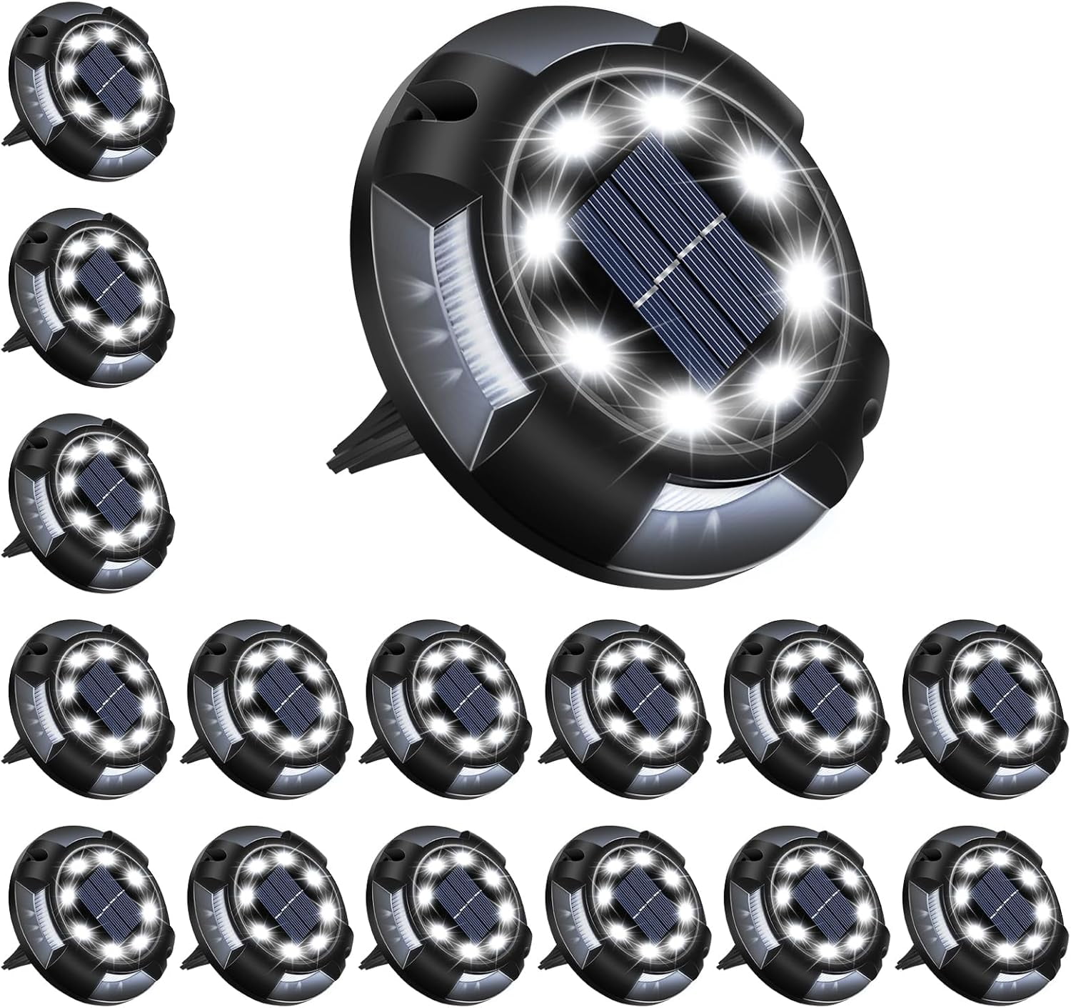 Solar Powered Swivel Disk Ground Lights, 12 LEDs Waterproof In-ground ...