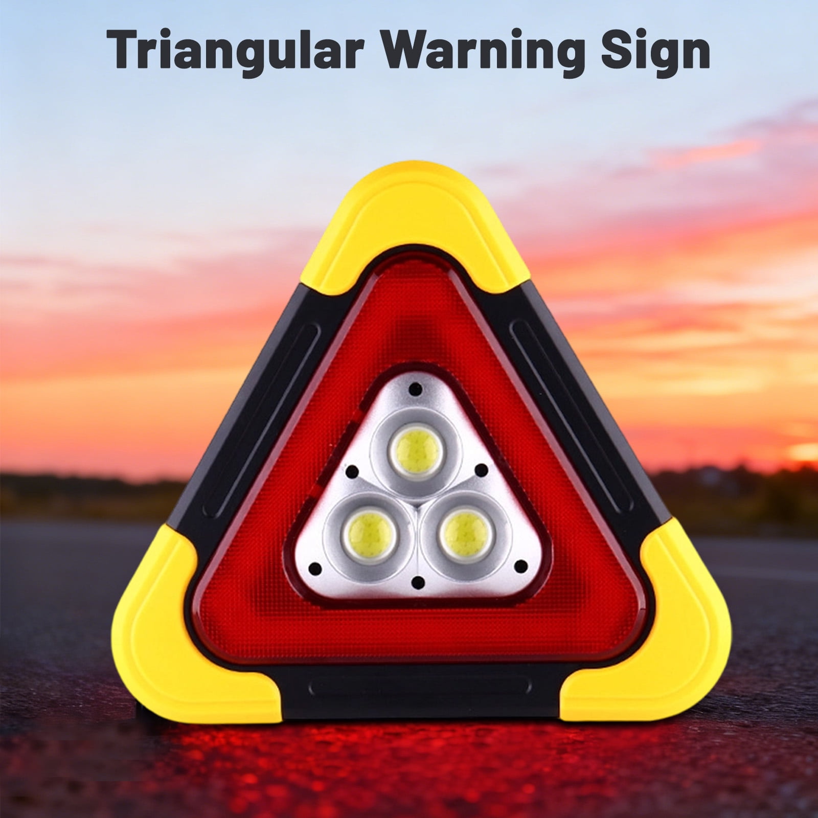 Solar-Powered Triangular Car Emergency Light With Reflective Design ...