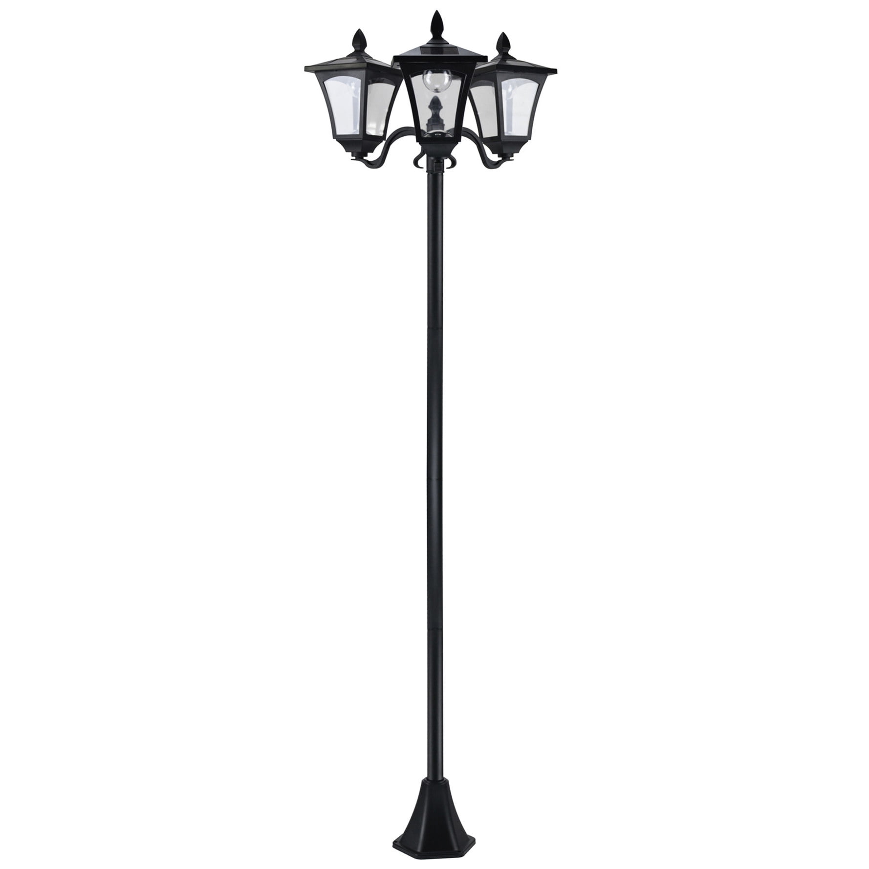 Solar-Powered Triple-Head Lamp Post / For Garden, Lawn, Pathway / 6 ...