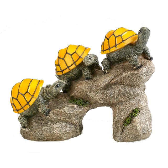 Solar Powered Turtles on Log Outdoor Accent Lighting LED Garden Light ...