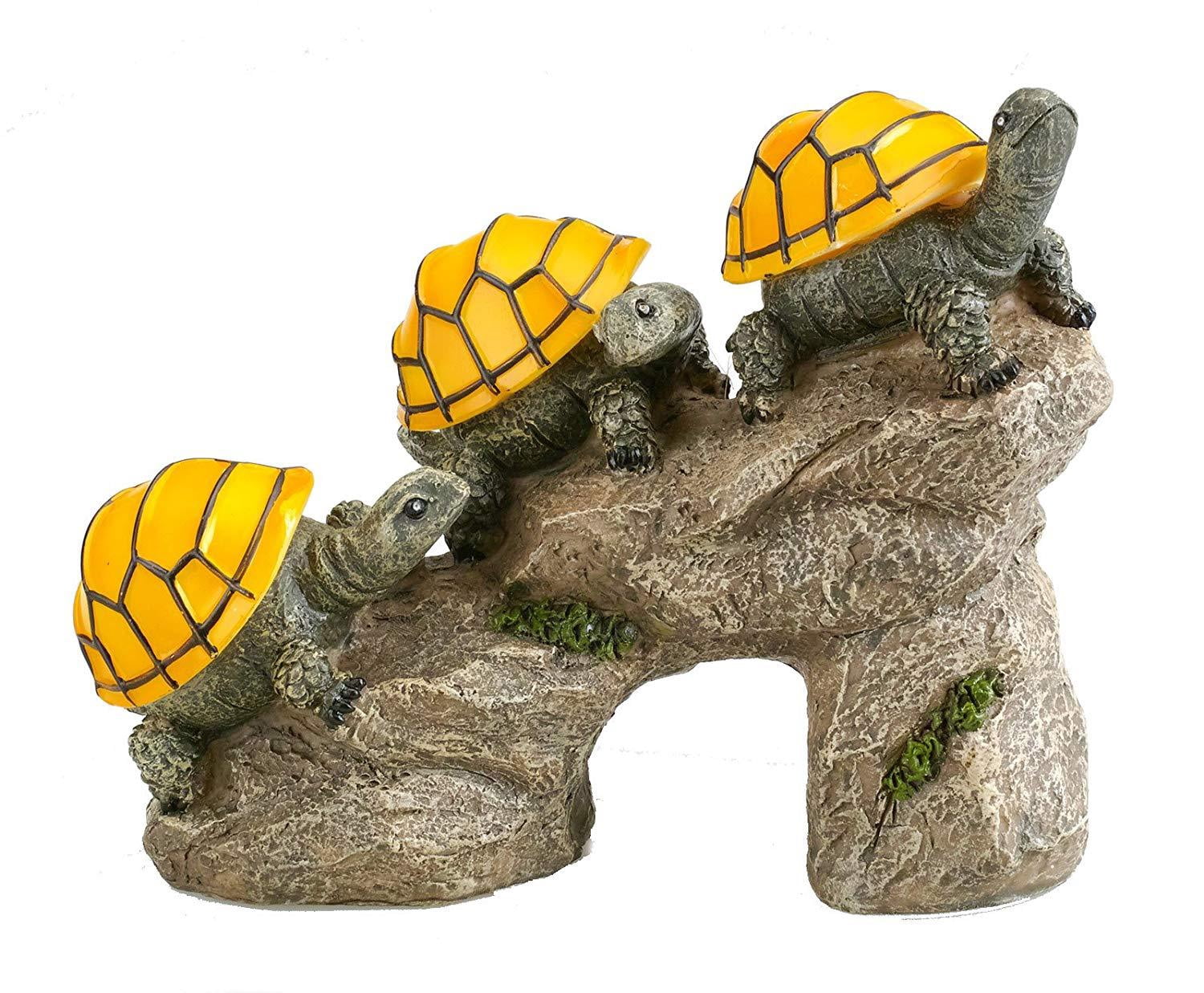 Solar Powered Turtles on Log Outdoor Accent Lighting LED Garden Light ...