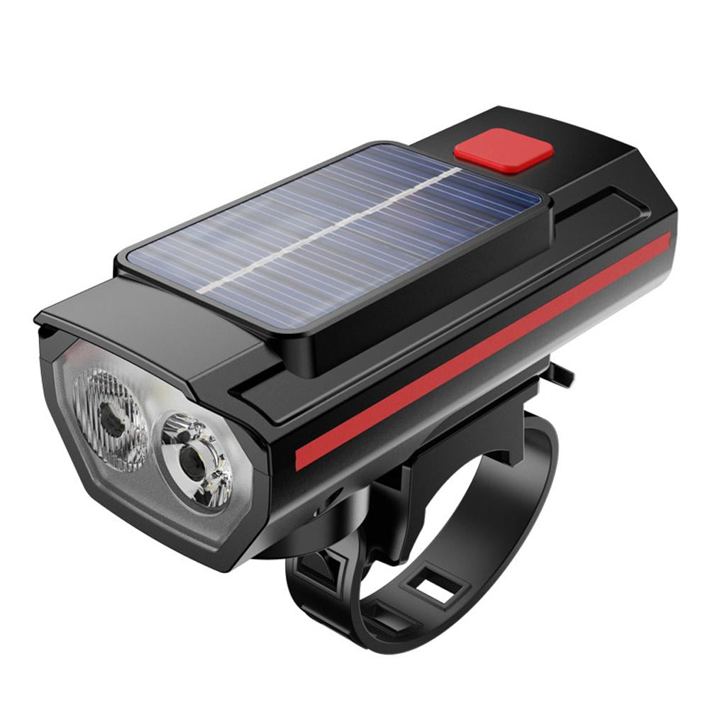 Solar Powered USB Rechargeable LED Bicycle Headlight Bike Head Light ...