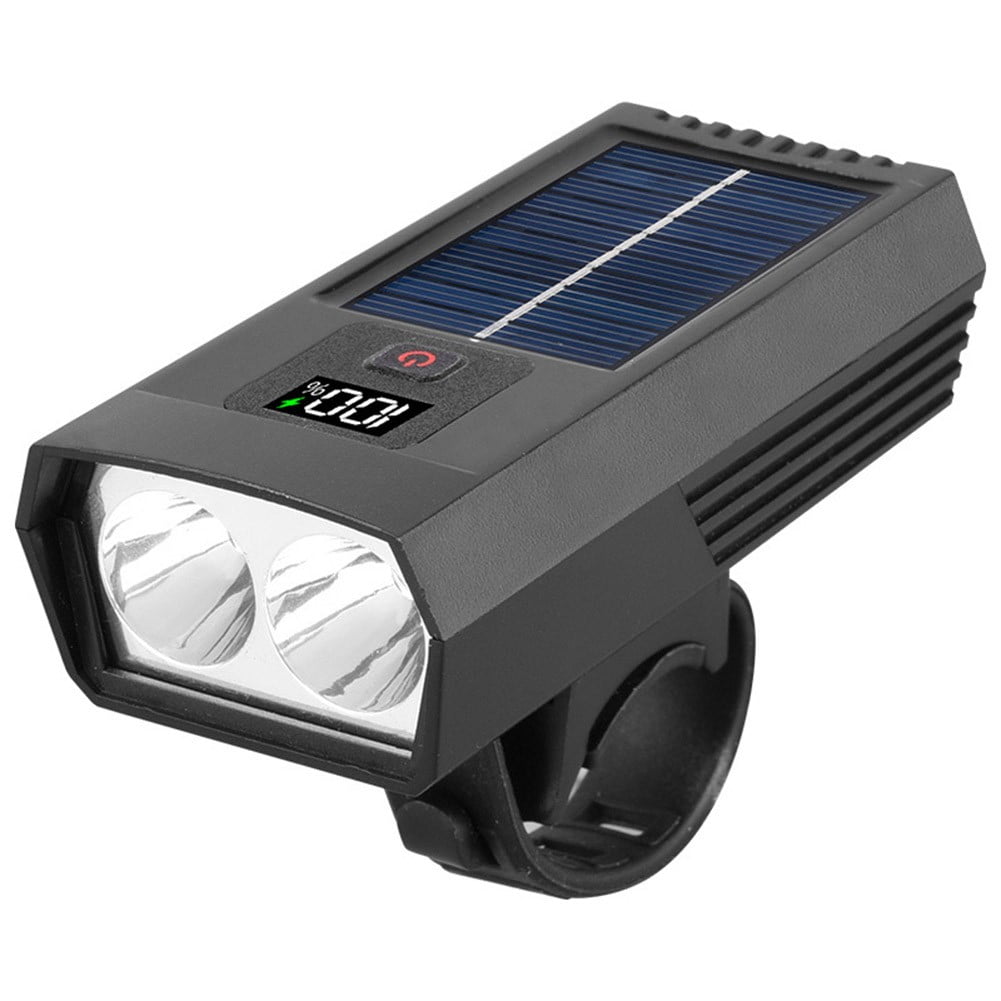 Solar Powered Usb Rechargeable Led Bicycle Headlight Bike Head Light ...