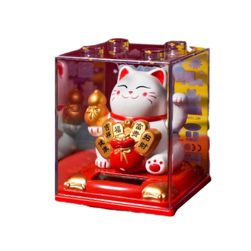 Pekkaxy Solar Powered Waving Cat Ornament, 3.2x3.2x3.9 in ...