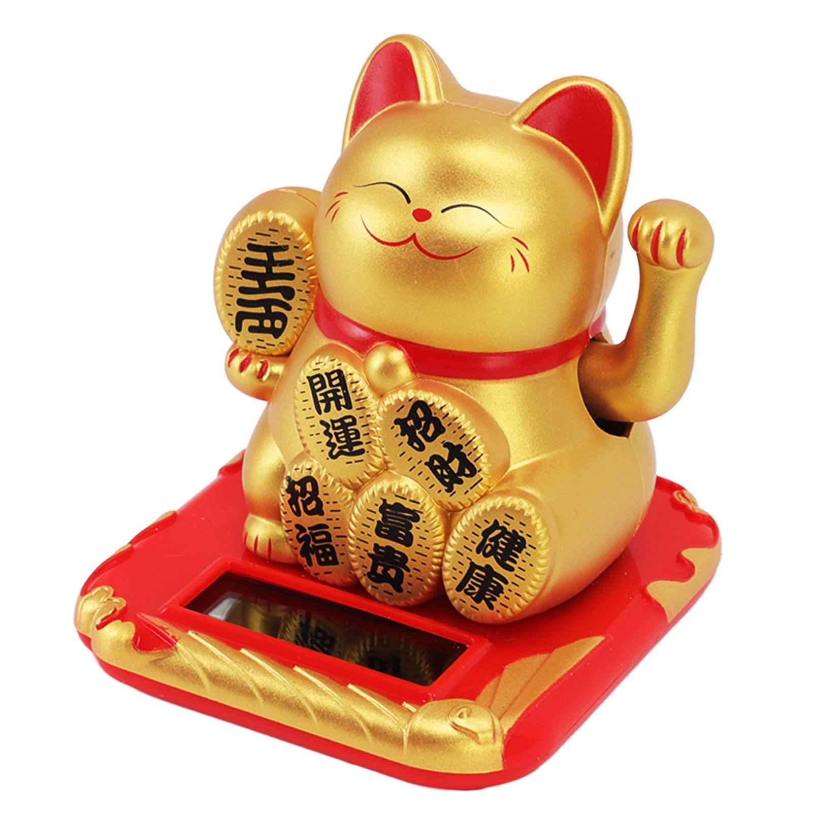 Solar Powered Waving Cat Wealth Welcoming Solar Cute Happy Lucky Cat Fortune Cat Statue Ornament ...