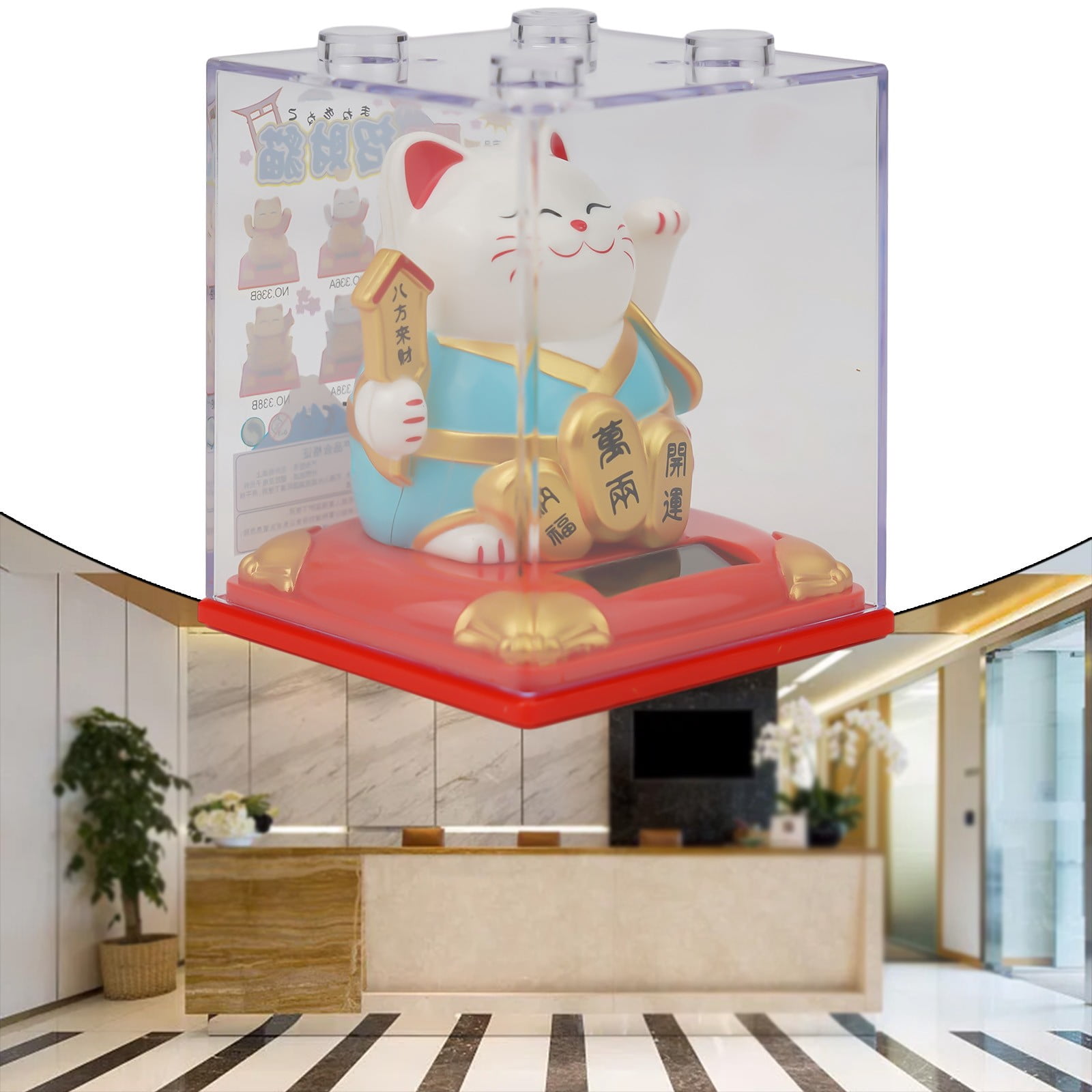Solar Powered Waving Hand Lucky Cat Ornament for Prosperity and Fortune ...
