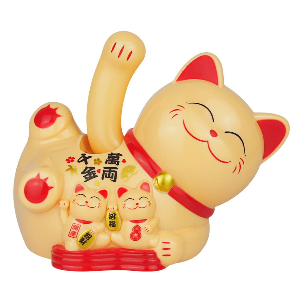 Solar-Powered Waving Lucky Cat Decoration for Home and Office - Walmart.com