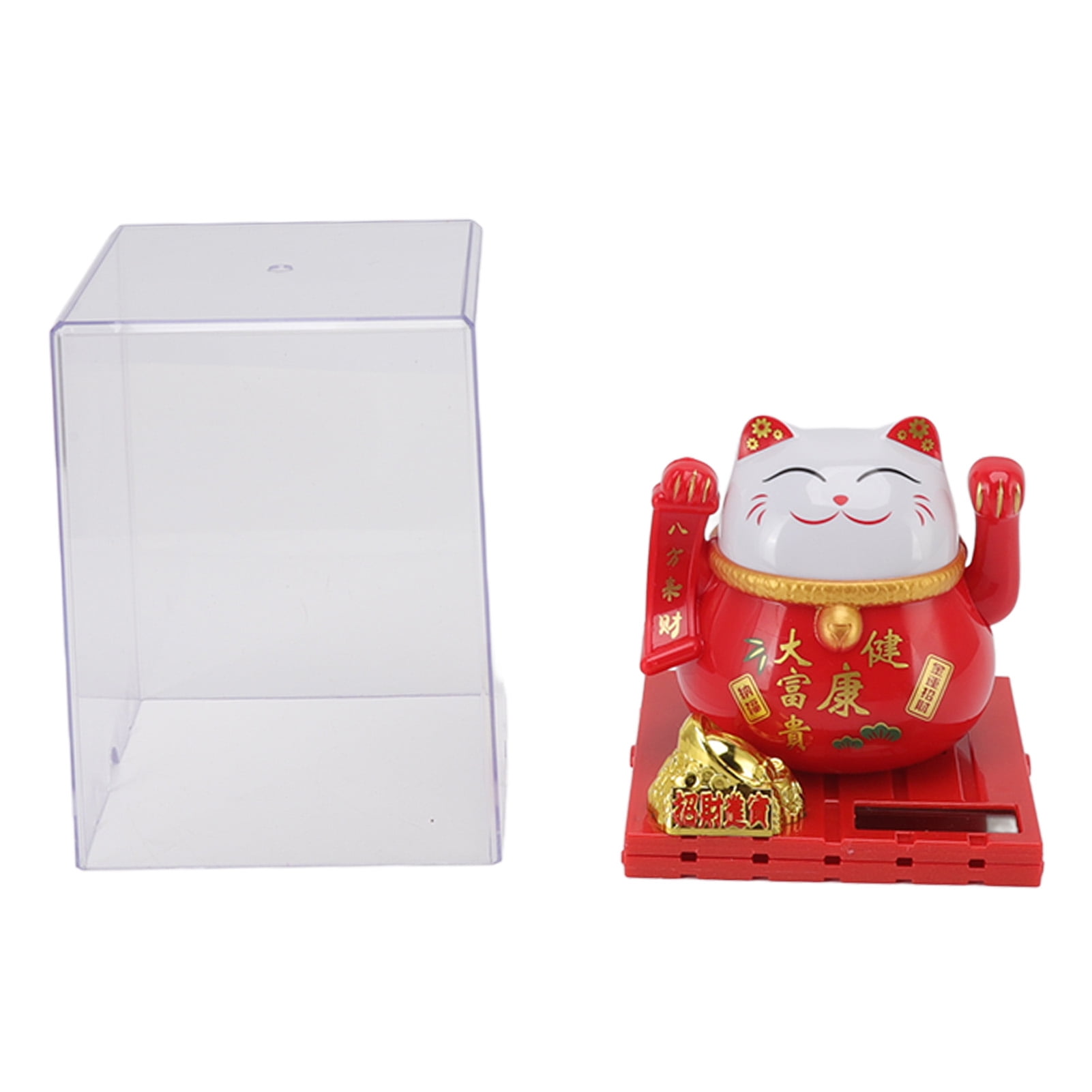Solar Powered Waving Red Fat Cat Good Luck Wealth Welcoming Lucky ...