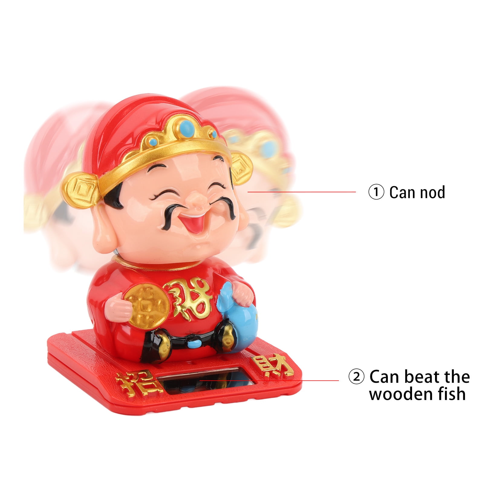 Solar,Powered Wealth Figurine, Nodding God Of Wealth For Office ...