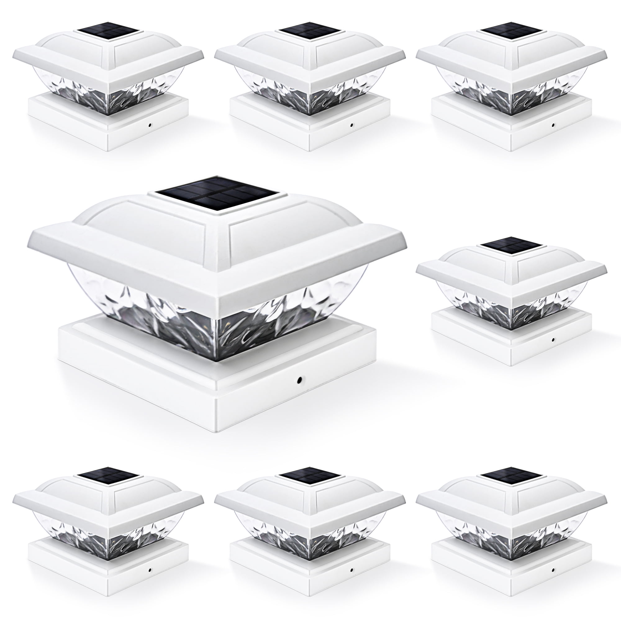 Solar LED Outdoor Fence Post Cap Lights 8 Pack (3.5x3.5, 4x4, 4.5x4.5 ...