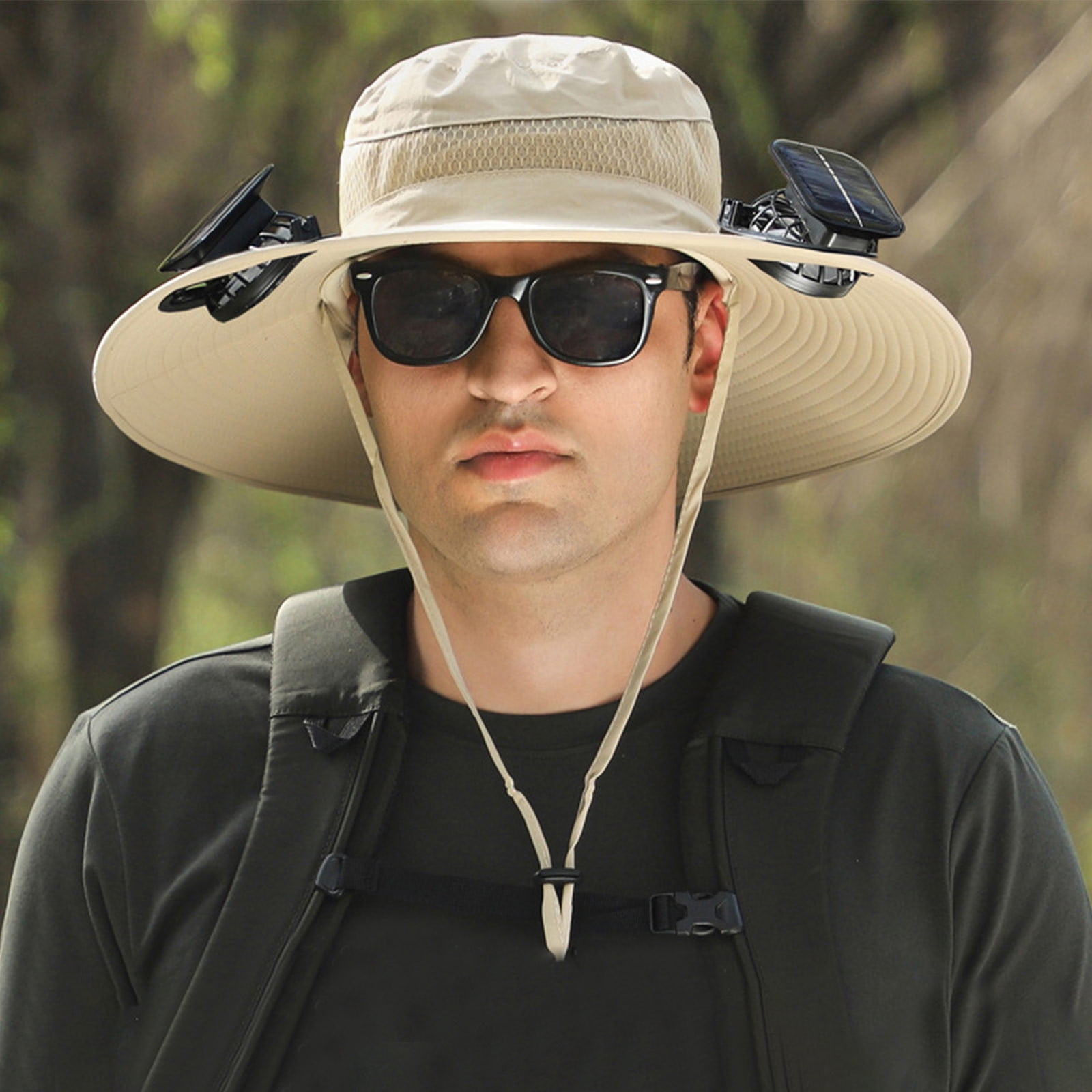 Solar-Powered Wide Brim Cooling Hat - Solar Fan Hat Wide Brim Fishing ...