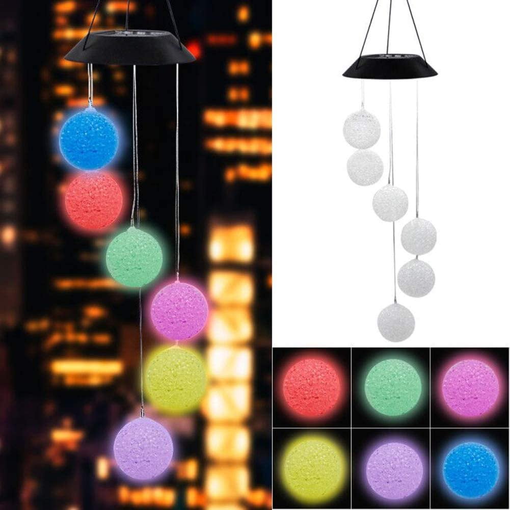 Solar Powered Wind Chime with Color Changing Crystal Balls LED Lights ...