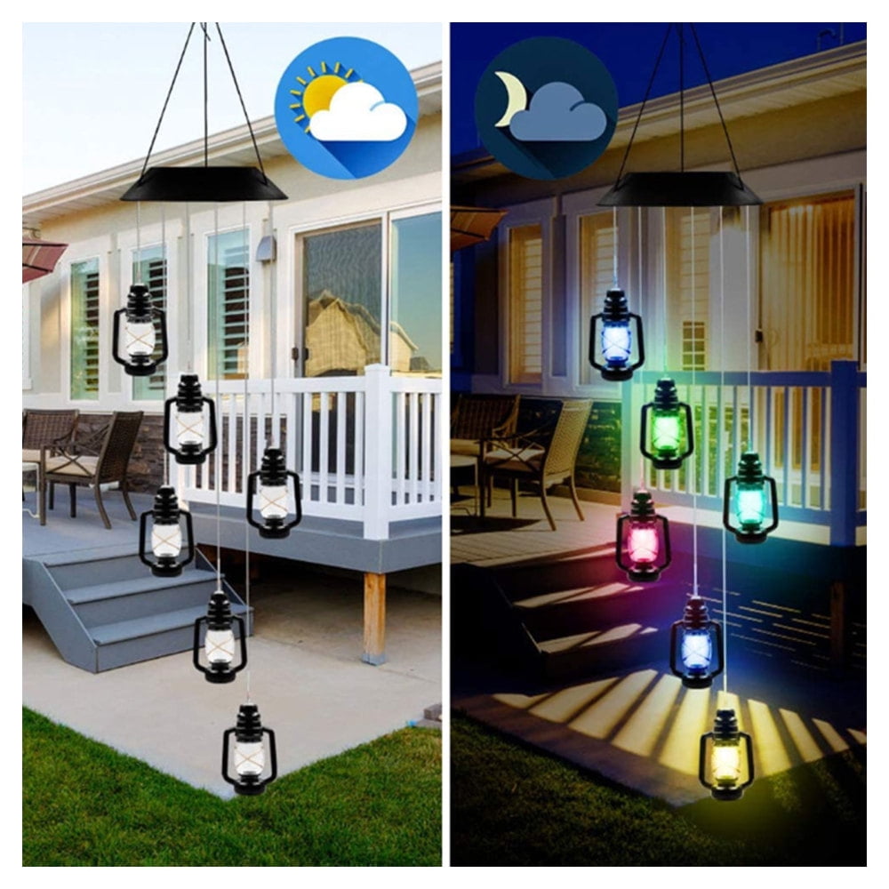 Solar Powered Wind Chimes Light Energy-Saving Bright Night Decor Lamp ...