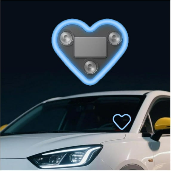 Solar Powered Wireless LED Heart Shape C-Pillar Neon Light, Car Solar ...