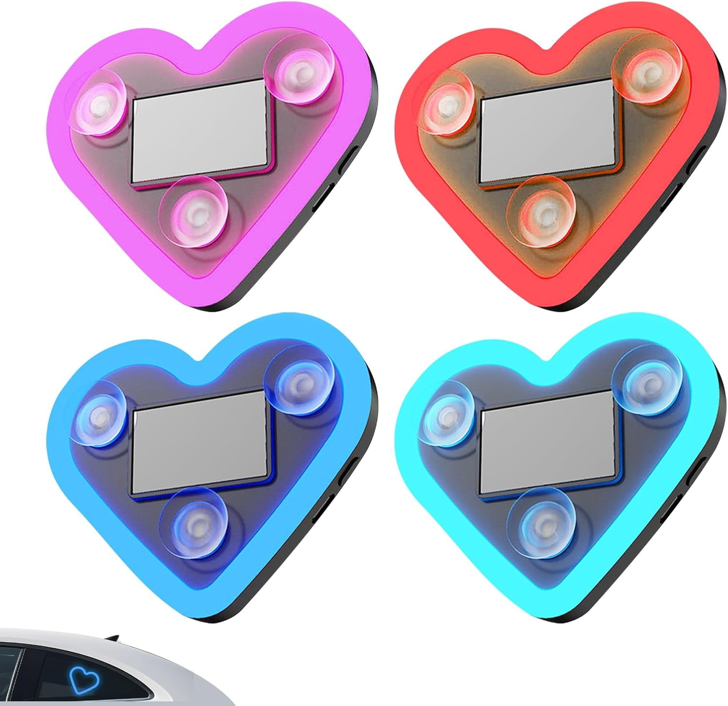 Solar Powered Wireless LED Heart Shape C-Pillar Neon Light, Heart LED ...