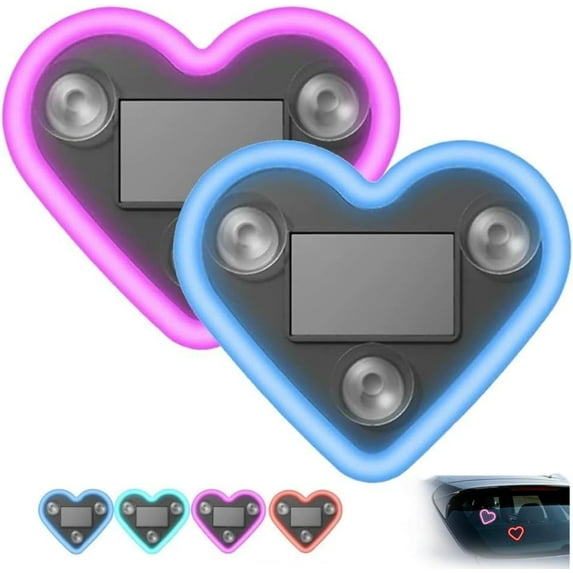 Solar Powered Wireless LED Heart Shape C-Pillar Neon Light with Light ...