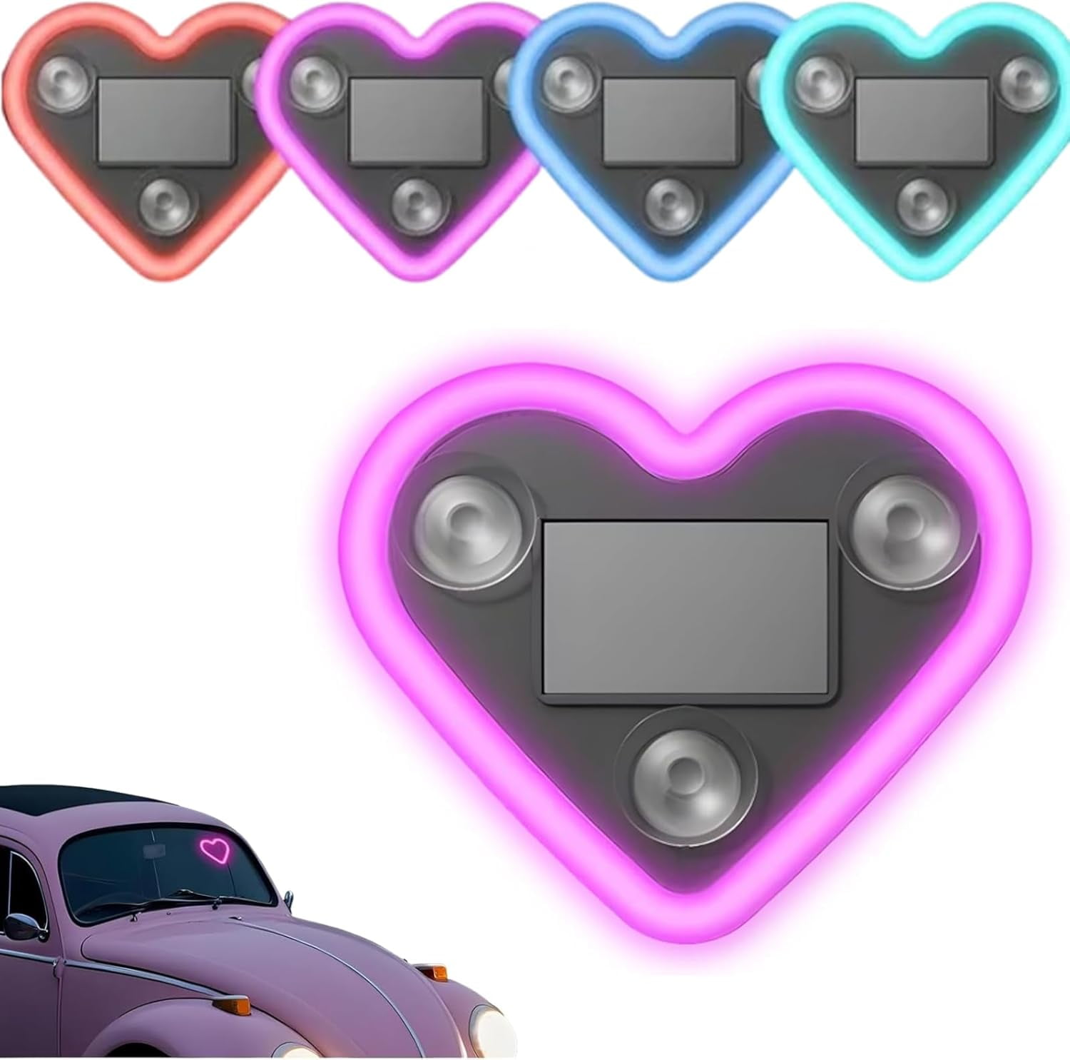 Solar Powered Wireless LED Heart Shape C-Pillar Neon Light,Waterproof ...