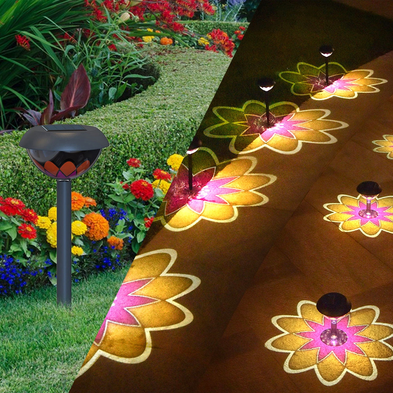 Solar Projection Lamp Outdoor Garden Light Sunflower Design Auto On/Off ...