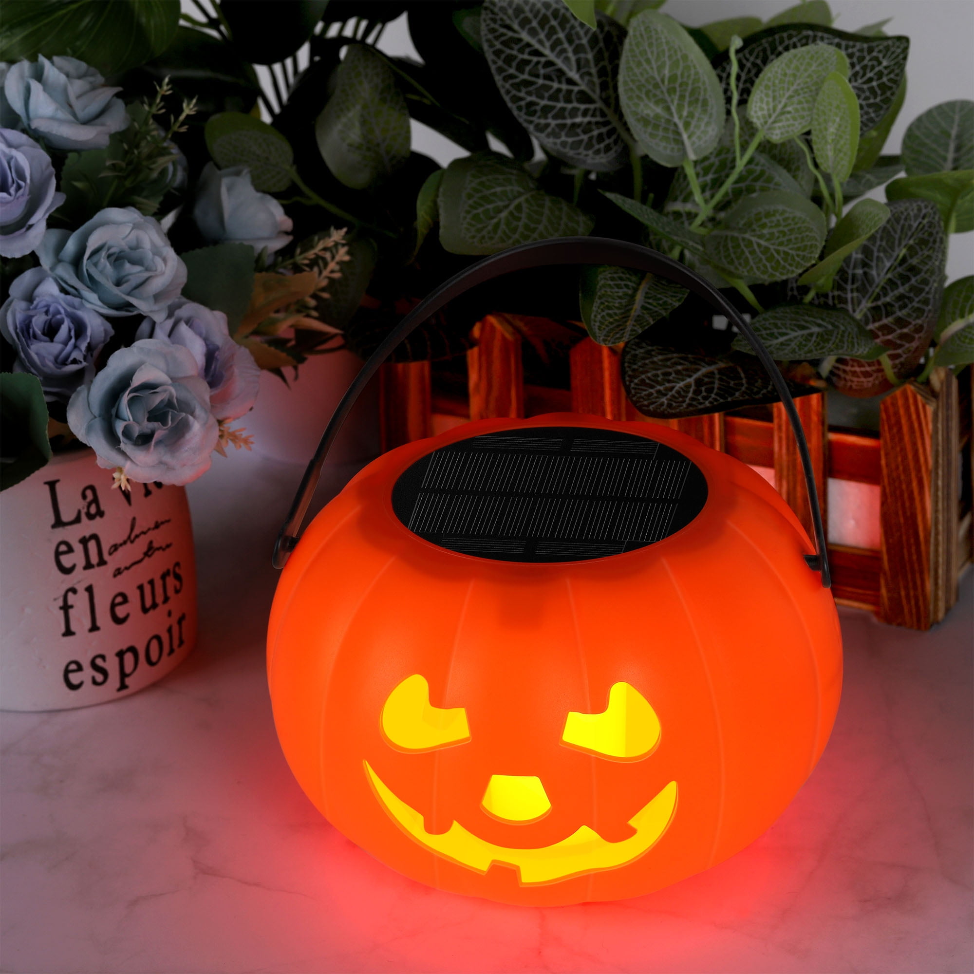 Outdoor Solar Pumpkin Lantern Lights for Yard, Halloween Party & Fall ...