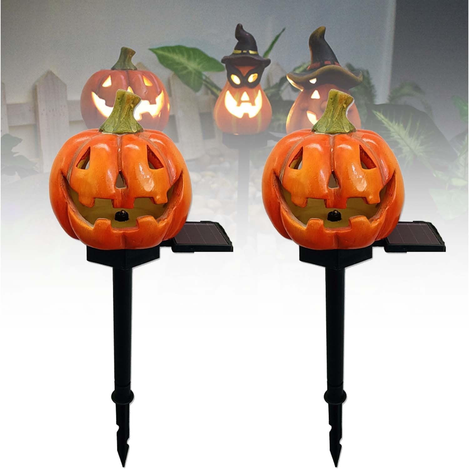 Solar Pumpkin Light, Solar Jack O Lantern Stake String Lights, LED ...