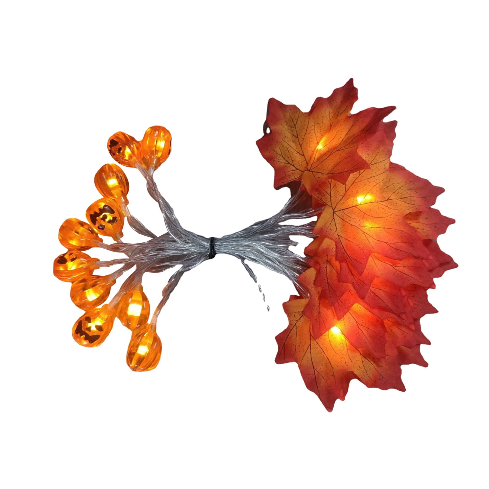 Solar Pumpkin Maple Leaf String Lights Outdoor, Fall Garland with ...