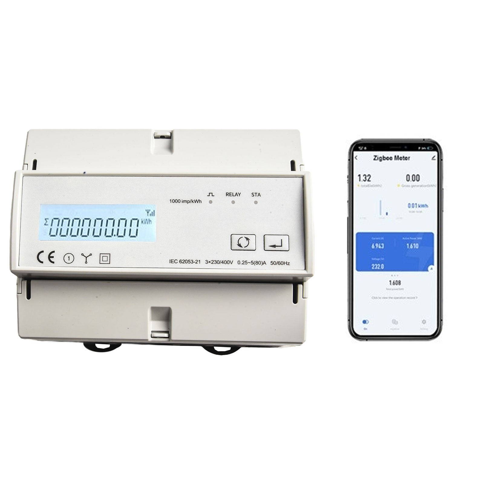 Solar Pv 3 Phase Bi Direction Two Way for Tuya Smart Wifi Energy Meter ...