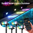 Solar RGB Outdoor Spotlights Waterproof APP Voice Control Music Sync ...