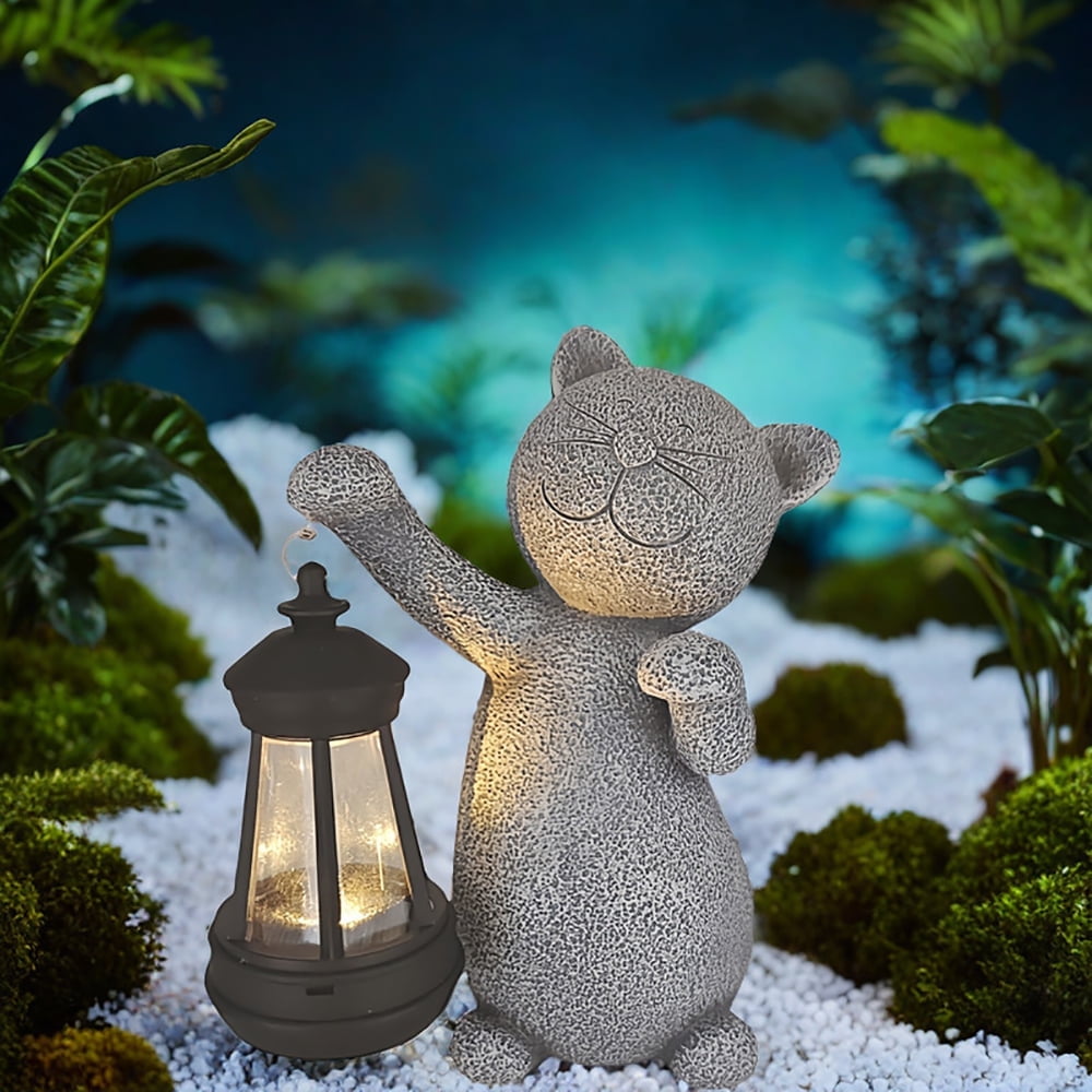 Solar Rabbit Garden Statue - Resin Rabbit Figurine Decorations with ...