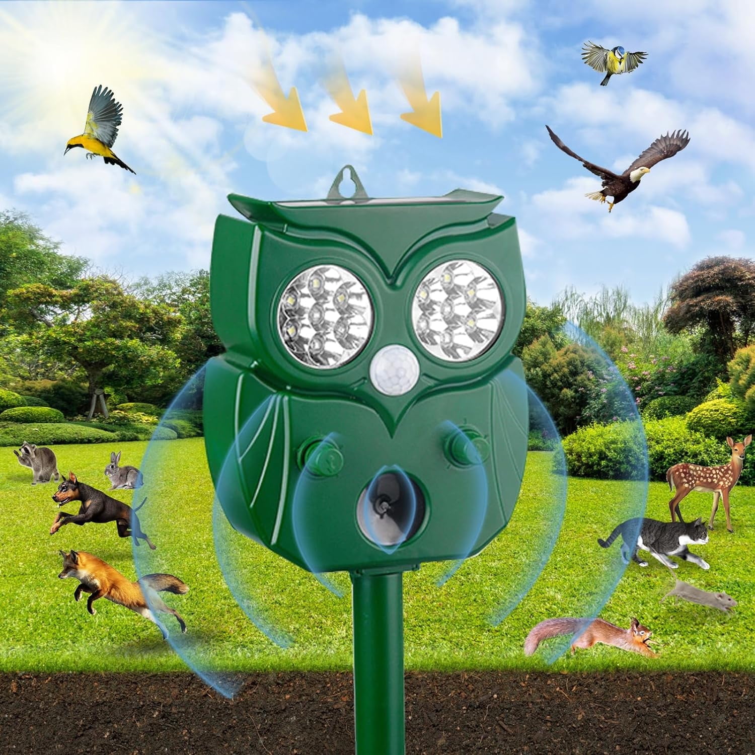 Solar Rabbit Repellent Outdoor Bird Detterent With LED Flashing,Animal ...
