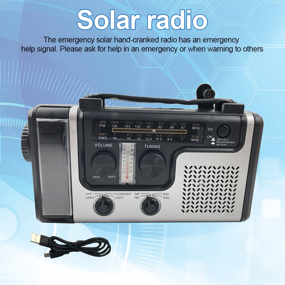 Solar Radio Flashlight Outdoor Multifunctional ABS Crank Charging Radio ...