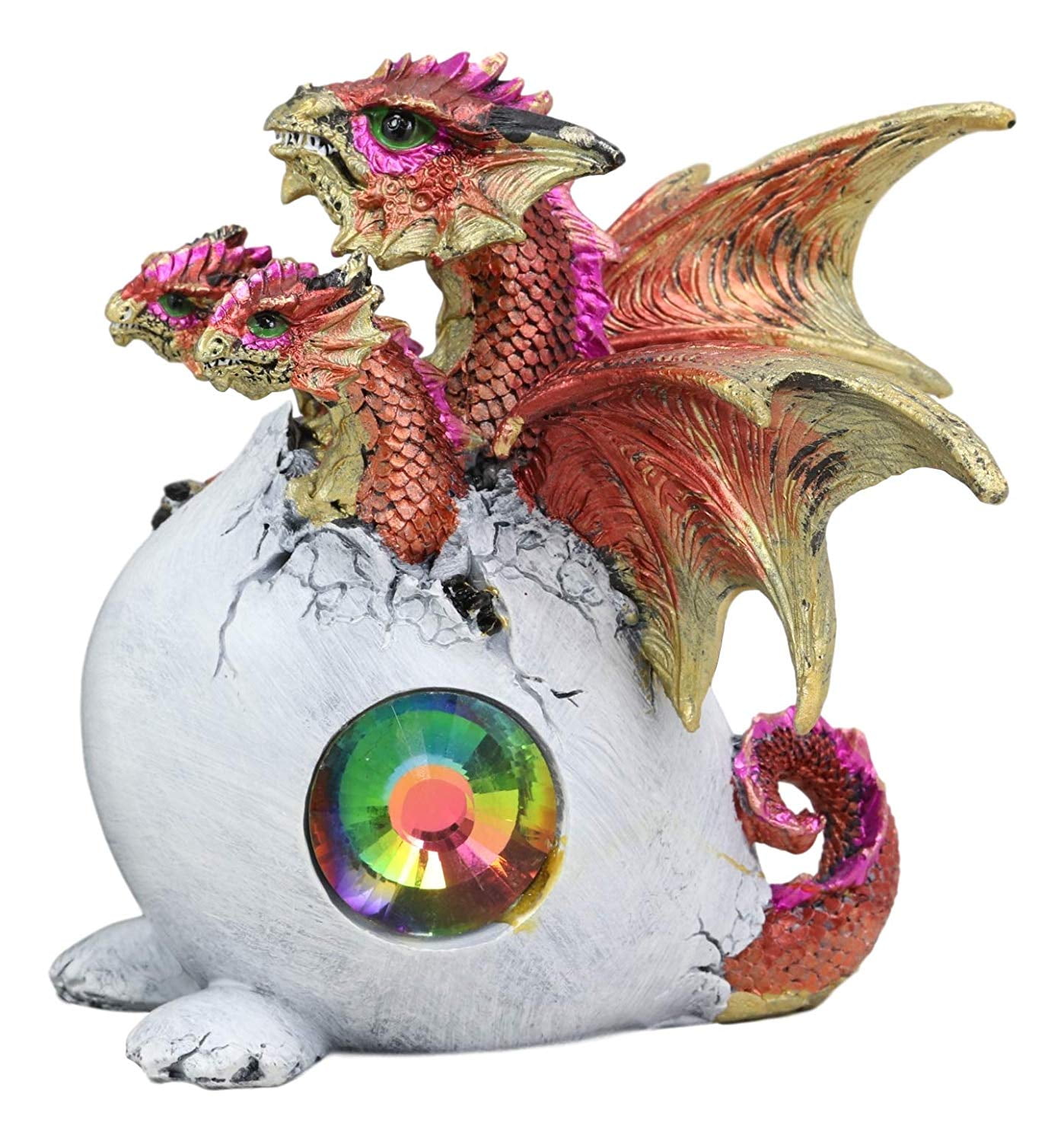 Solar Raeon Crystal Hydra 3 Headed Dragon Hatchling In Egg Shell Statue ...