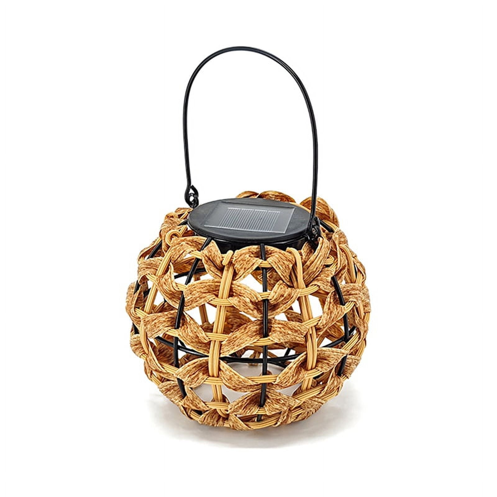 Solar Rattan Light,Woven Outdoor Lantern with Handle,Waterproof ...