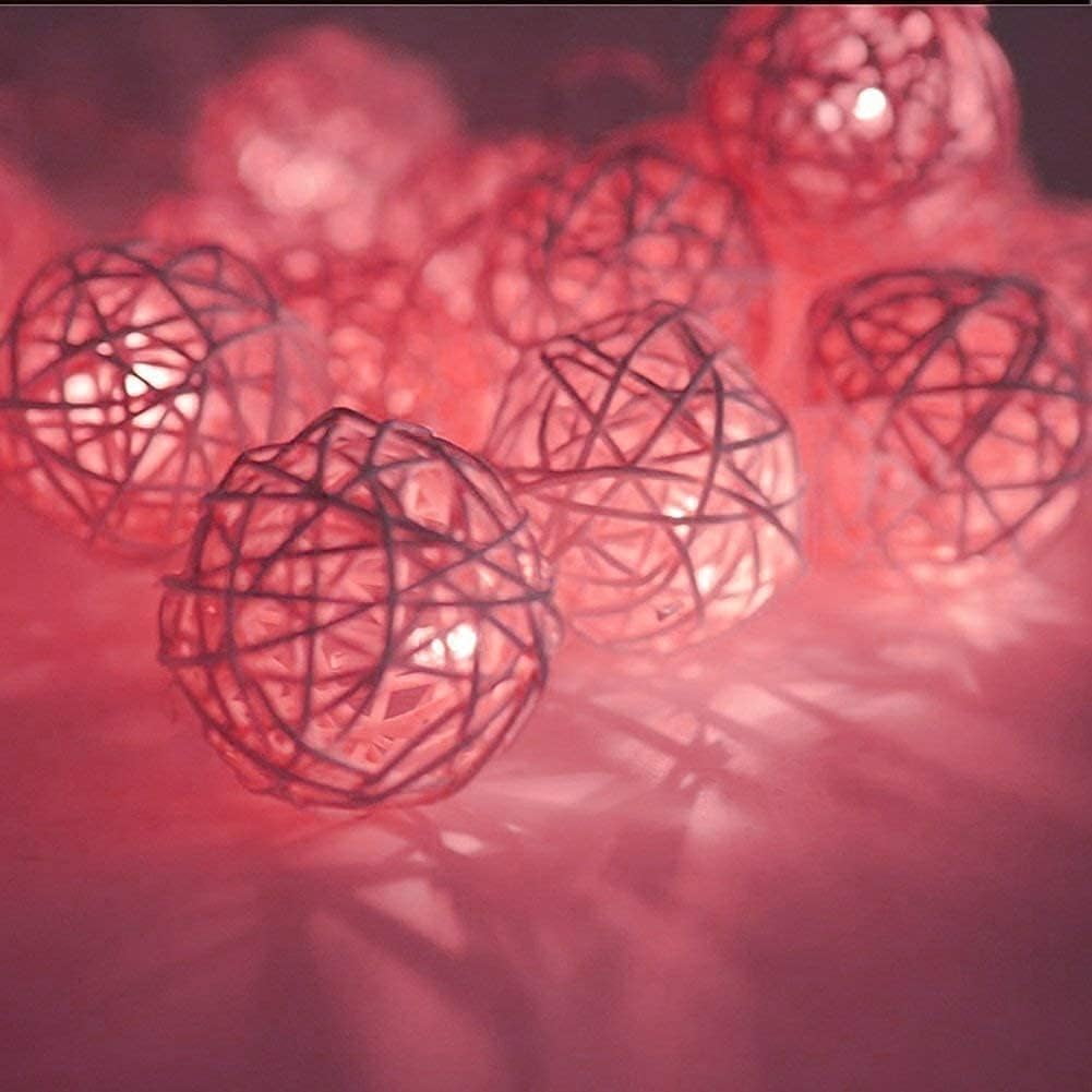 Solar Rattan String Lights, 6.5M 30LED Solar Rattan Ball String Lights ...