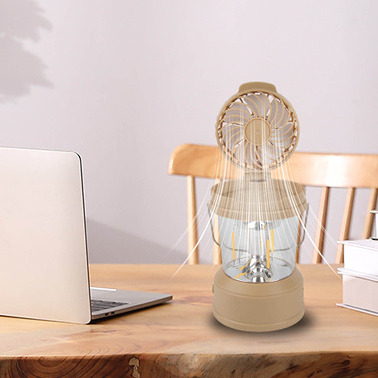 Solar Rechargeable Camping Fan Light Flashlight Combo with 15-Hour ...
