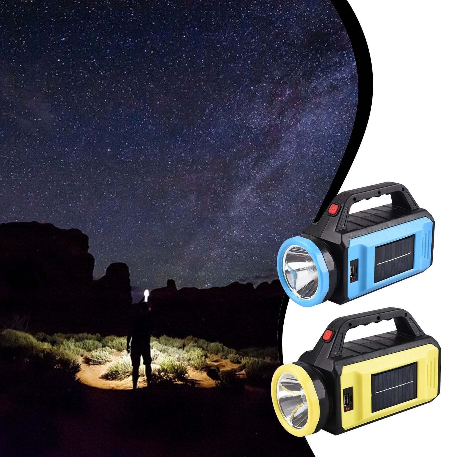 Solar Rechargeable Handheld Spotlight Flashlight, Super Bright ...