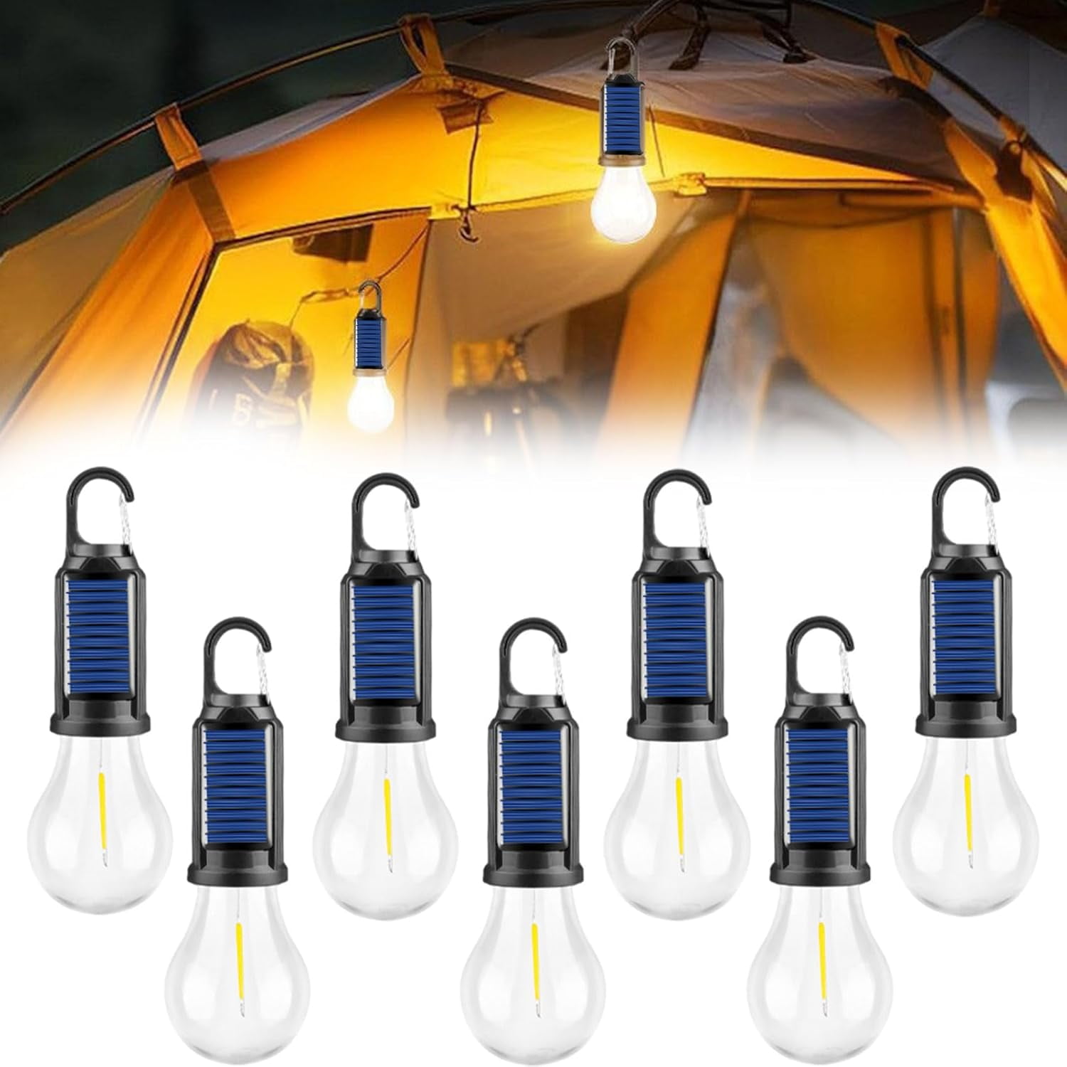 Solar Rechargeable Hooked Camping Light， 2025 New Solar Camp Tent ...