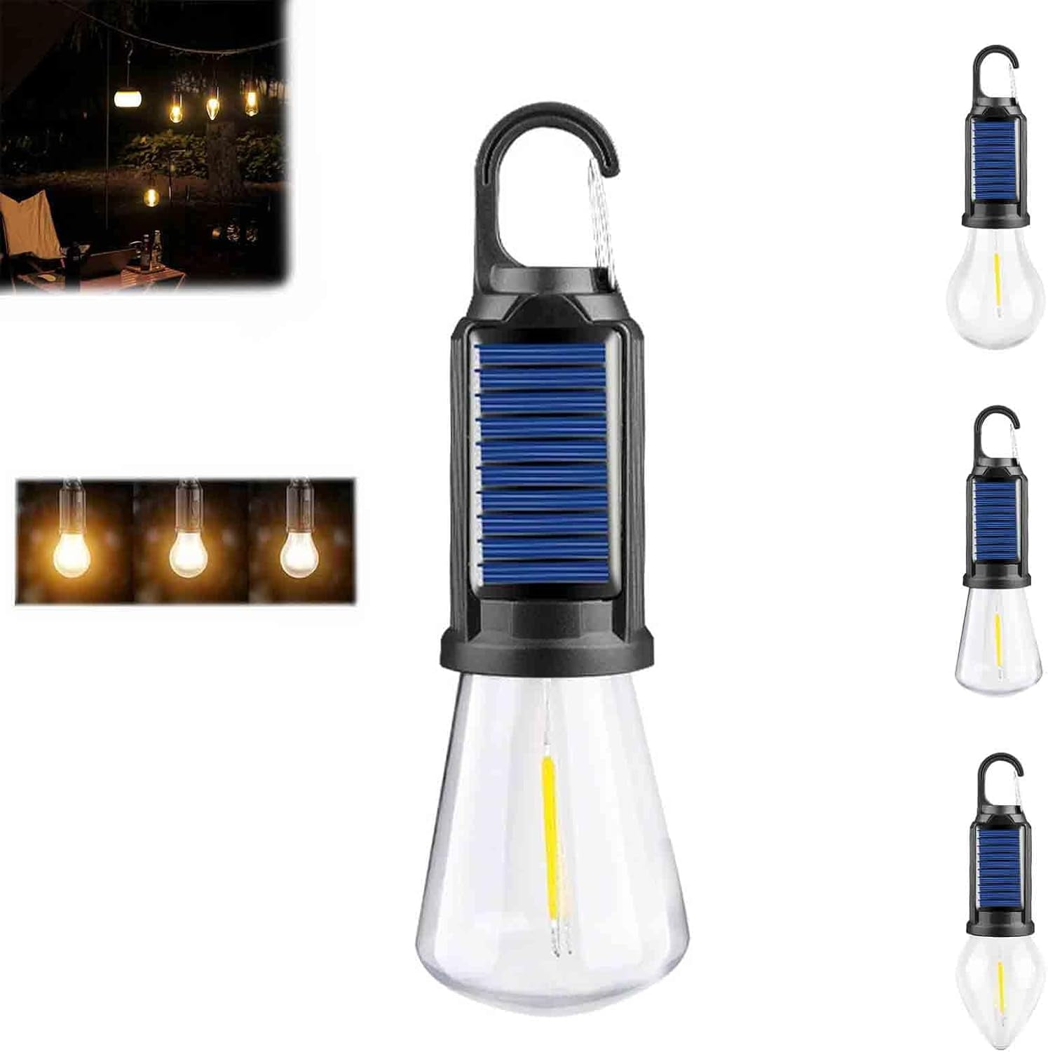 Solar Rechargeable Hooked Camping Light, 2025 New Vintage Outdoor Tent ...