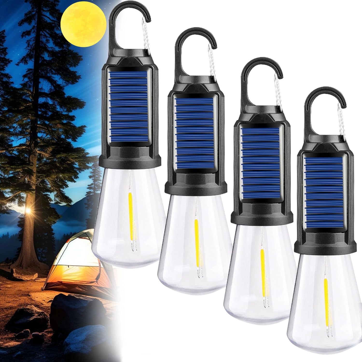 Solar Rechargeable Hooked Camping Light, 2025 New Vintage Outdoor Tent ...
