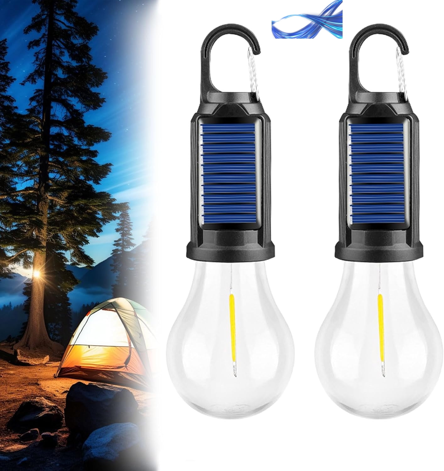 Solar Rechargeable Hooked Camping Light, 2025 New Vintage Outdoor Tent ...